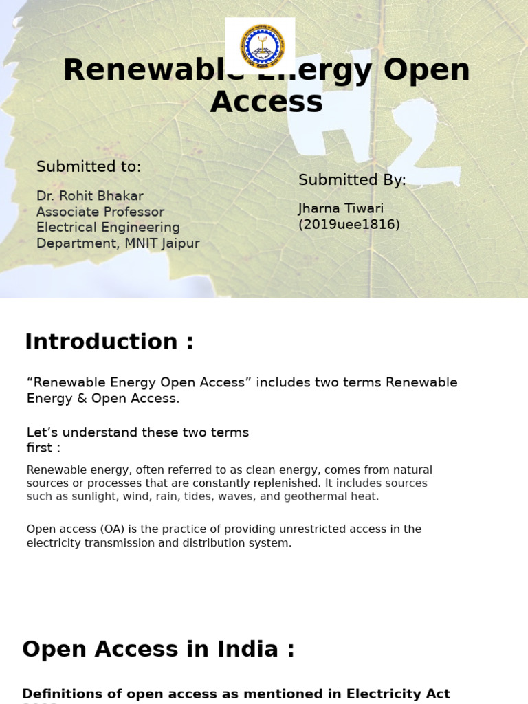 Renewable Energy Open Access | PDF