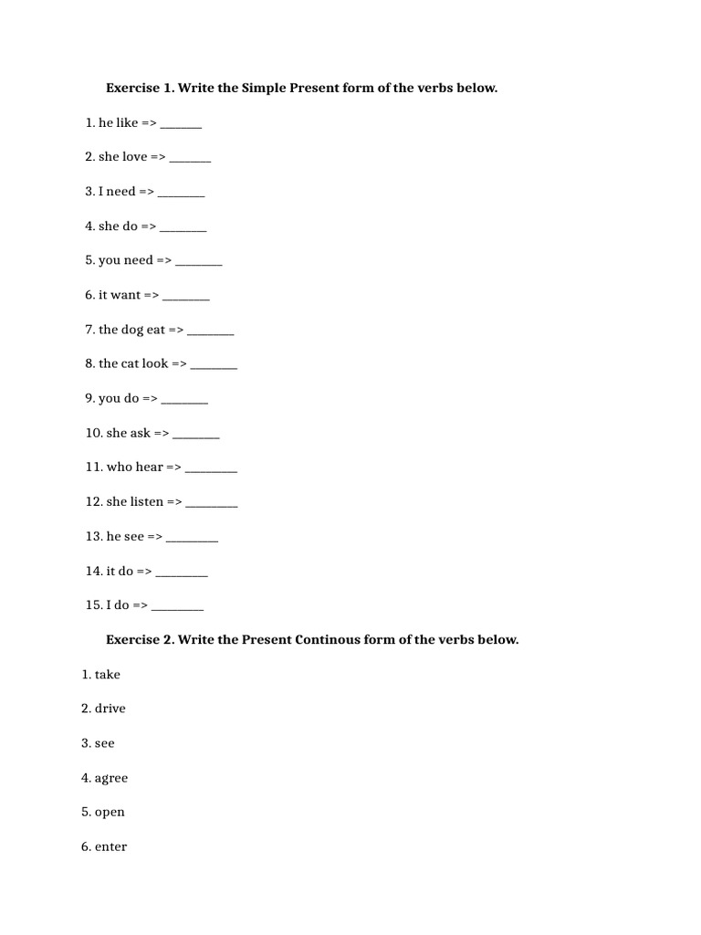 Present Future Exercises | PDF