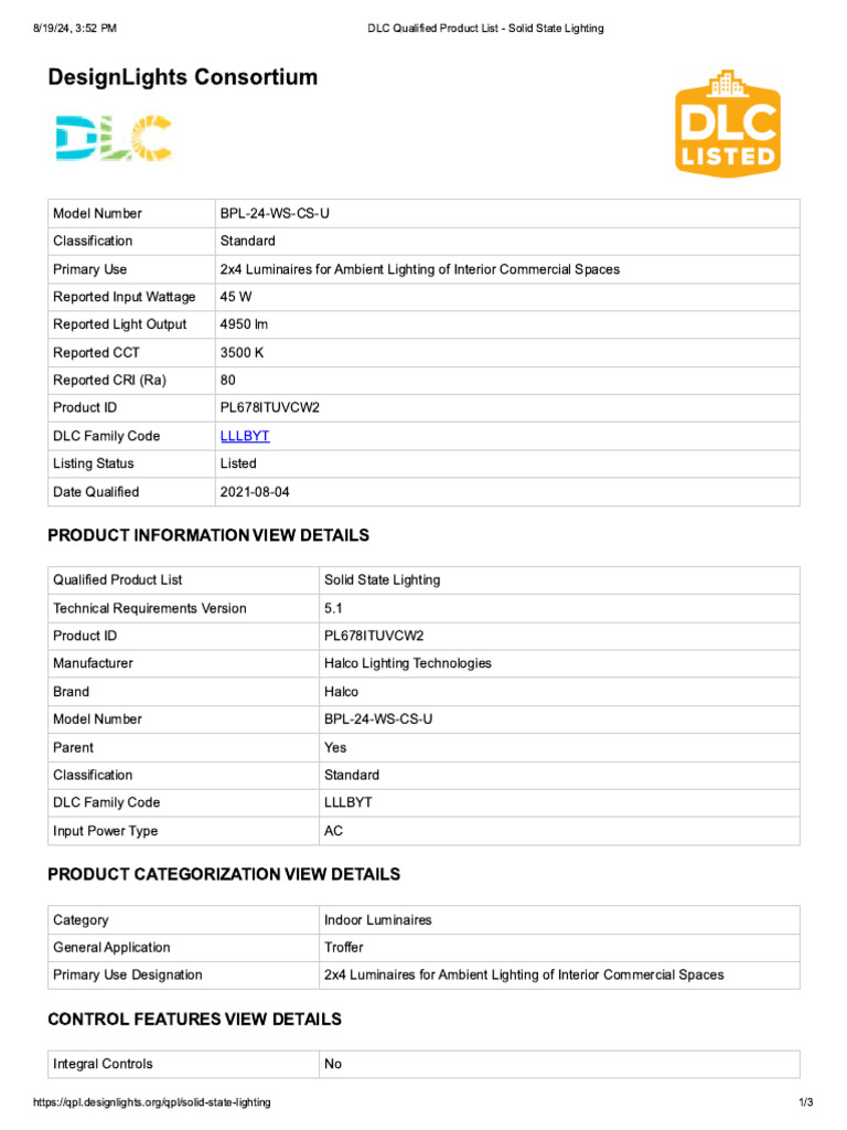 2x4 LED Panel - BPL-24-ws-cs-u | PDF