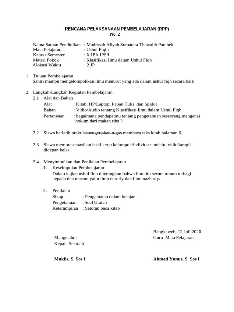 RPP 2 Klasifikasi Ilmu | PDF