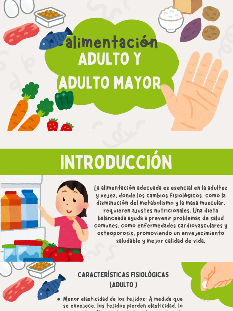 Presentación Educativa Alimentación Saludable Lúdica Ilustrada Verde | PDF