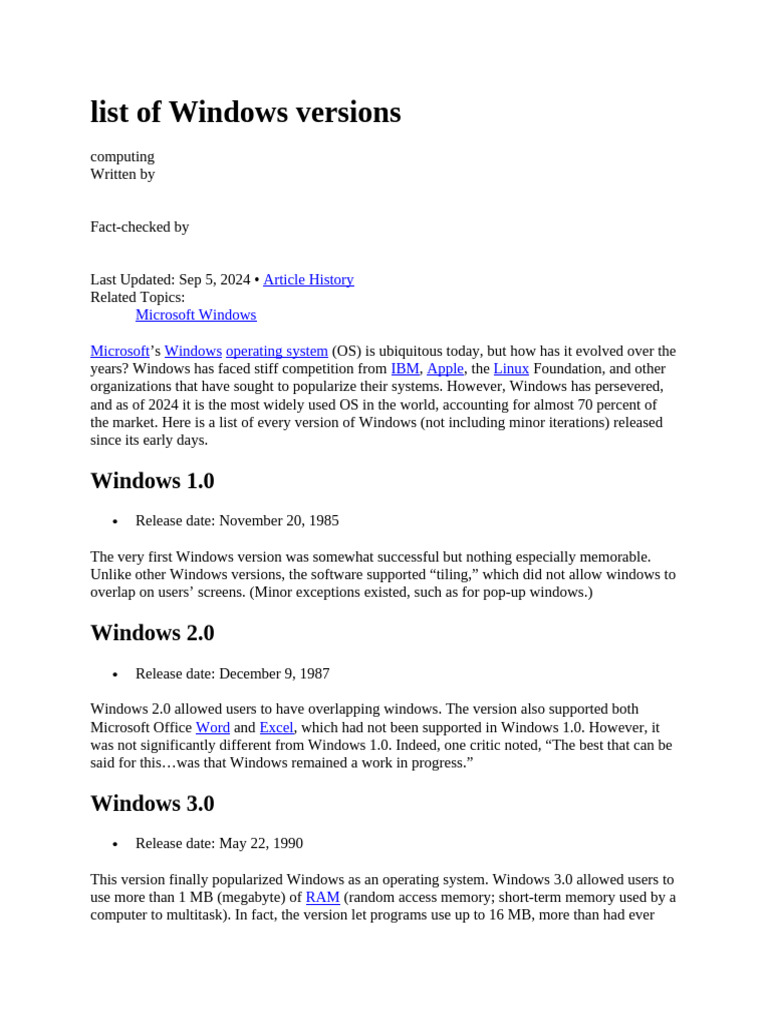 List of Windows Versions | PDF | Microsoft Windows | Windows Xp