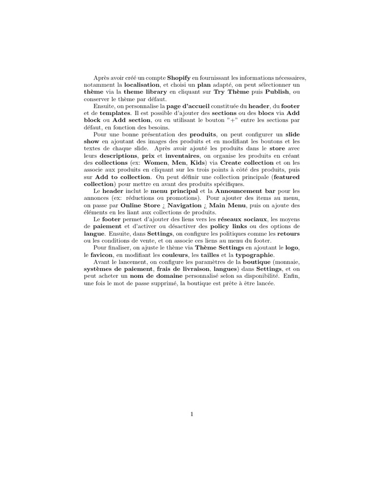 Resume Tuto Shopify | PDF