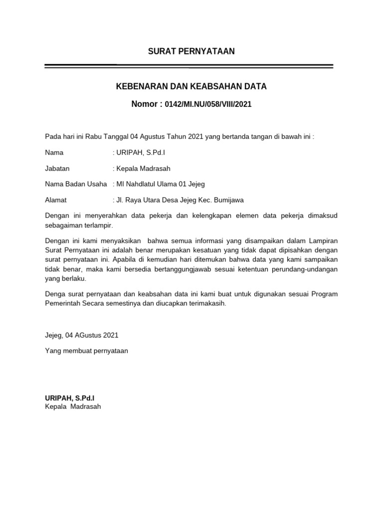 SURAT PERNYATAAN BSU | PDF