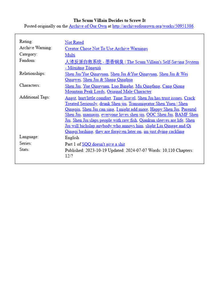 The Scum Villain Decides | PDF