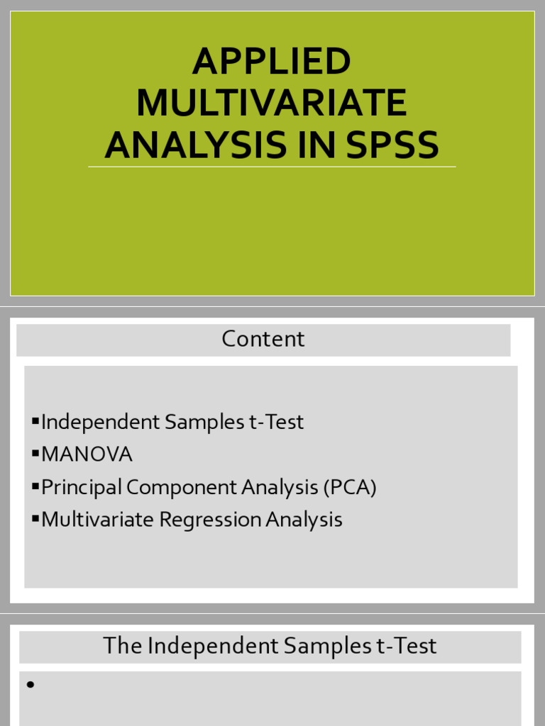 Applied Multivariate Analysis in SPSS | PDF