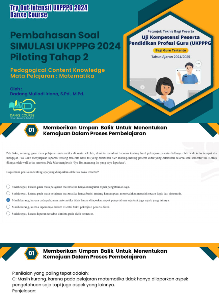 Pembahasan Simulasi - 1 UKPPPG MAT 2024 | PDF | Seni