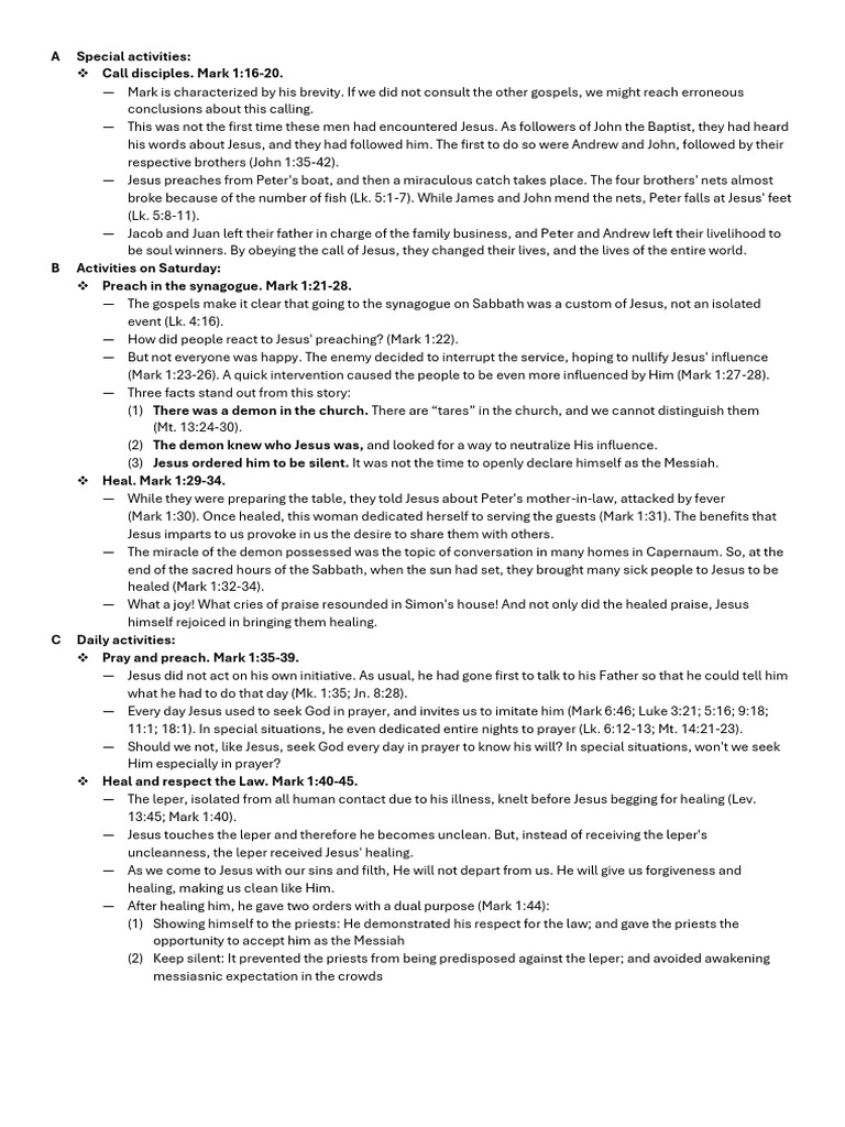 Outline 2024t302 | PDF | Gospel Of Mark | Jesus