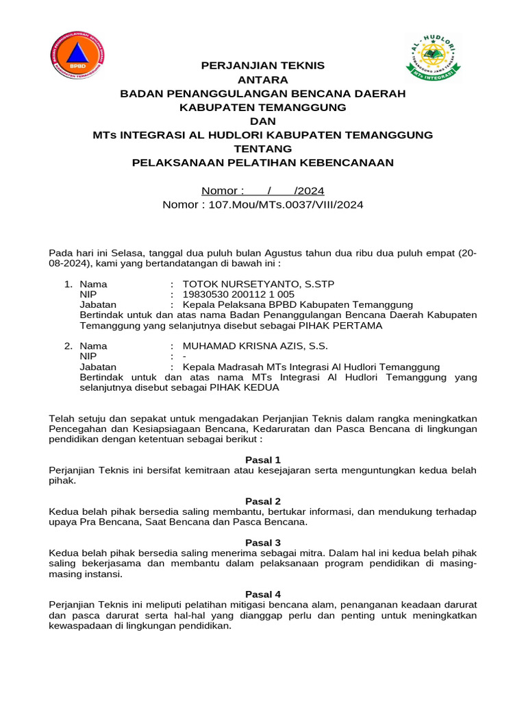 Mou Sekolah Dengan BPBD | PDF