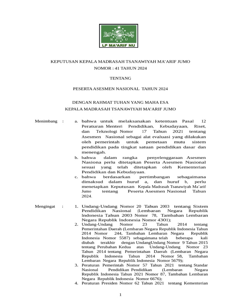 SK Peserta An 2024 | PDF