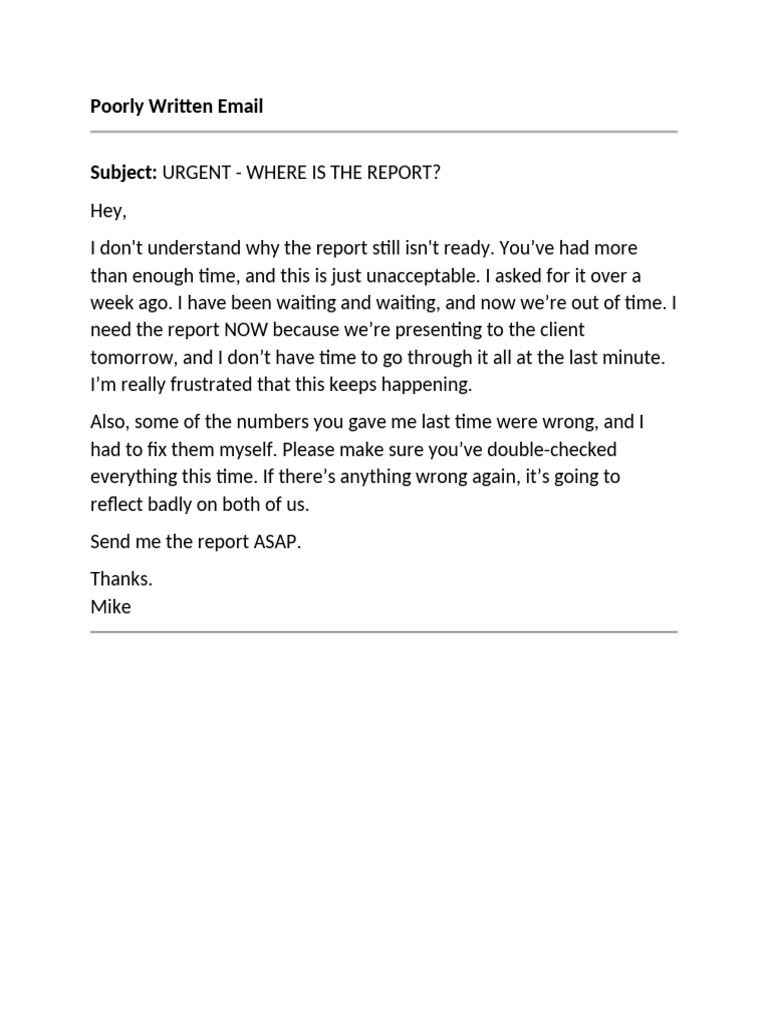 Poorly Written Email - 02 | PDF