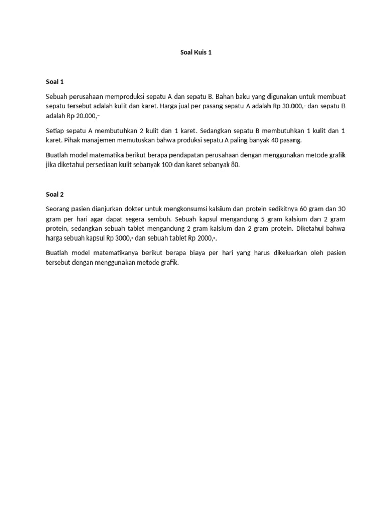 Soal Kuis 1 | PDF