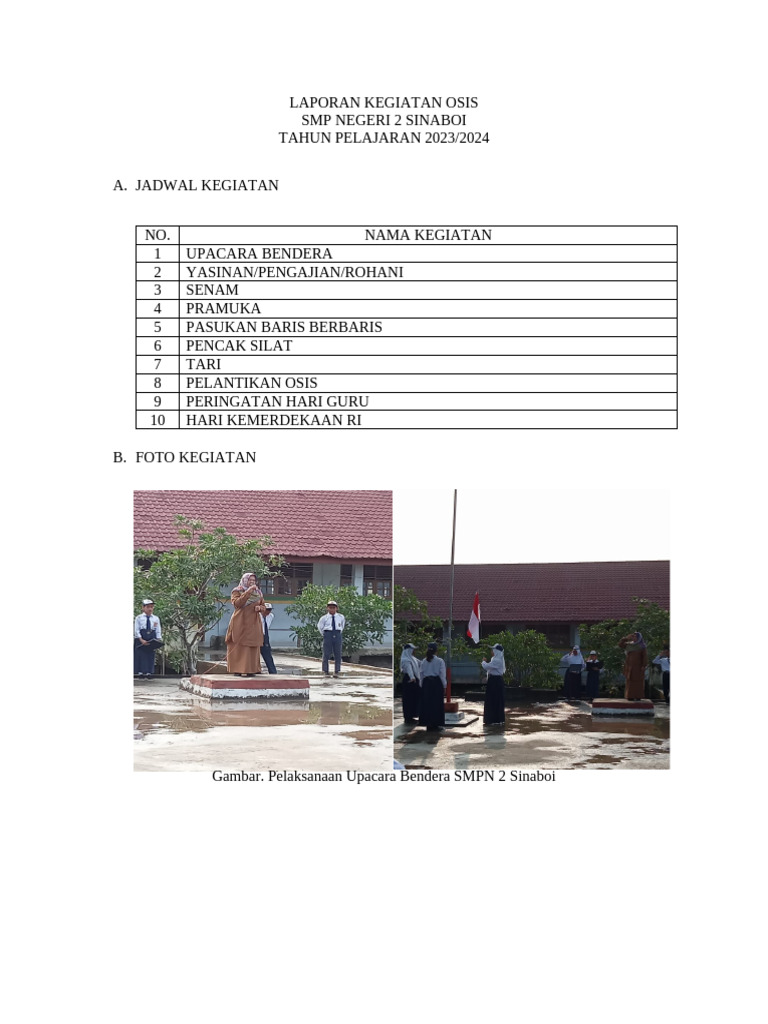 Laporan Kegiatan Osis | PDF