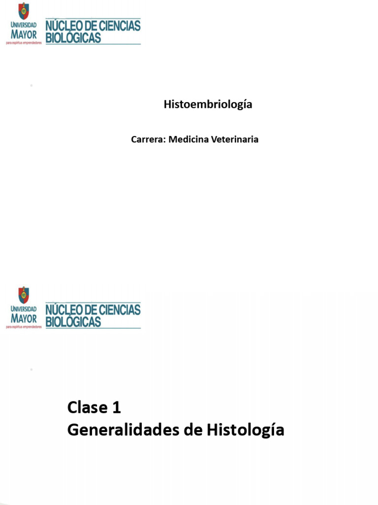 CLASE 01 Generalidades de La Histología MVEB 1016 | PDF