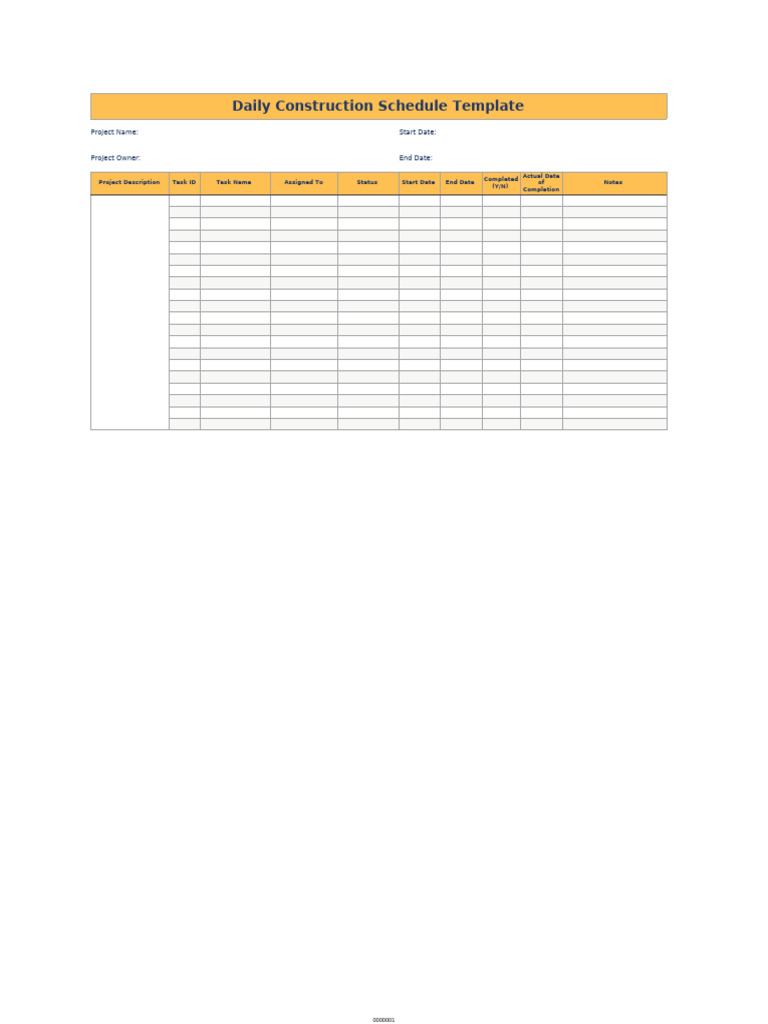 Daily Construction Schedule Template | PDF