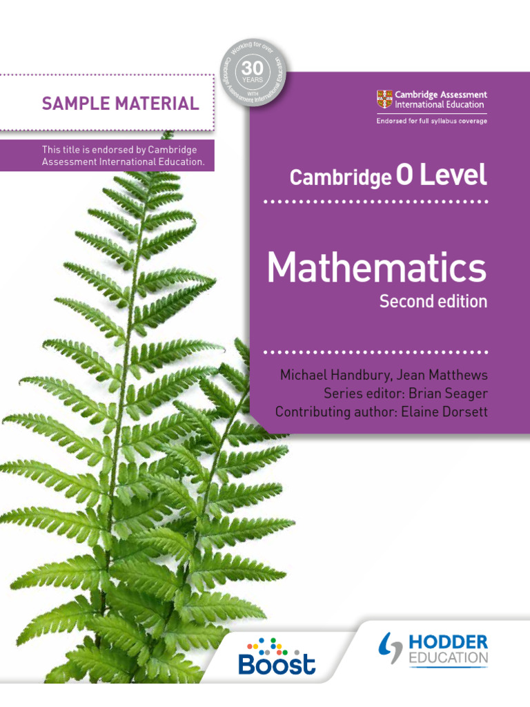 Cambridge o Level Mathematics Second Edition Sample Pages 9781398373877 ...