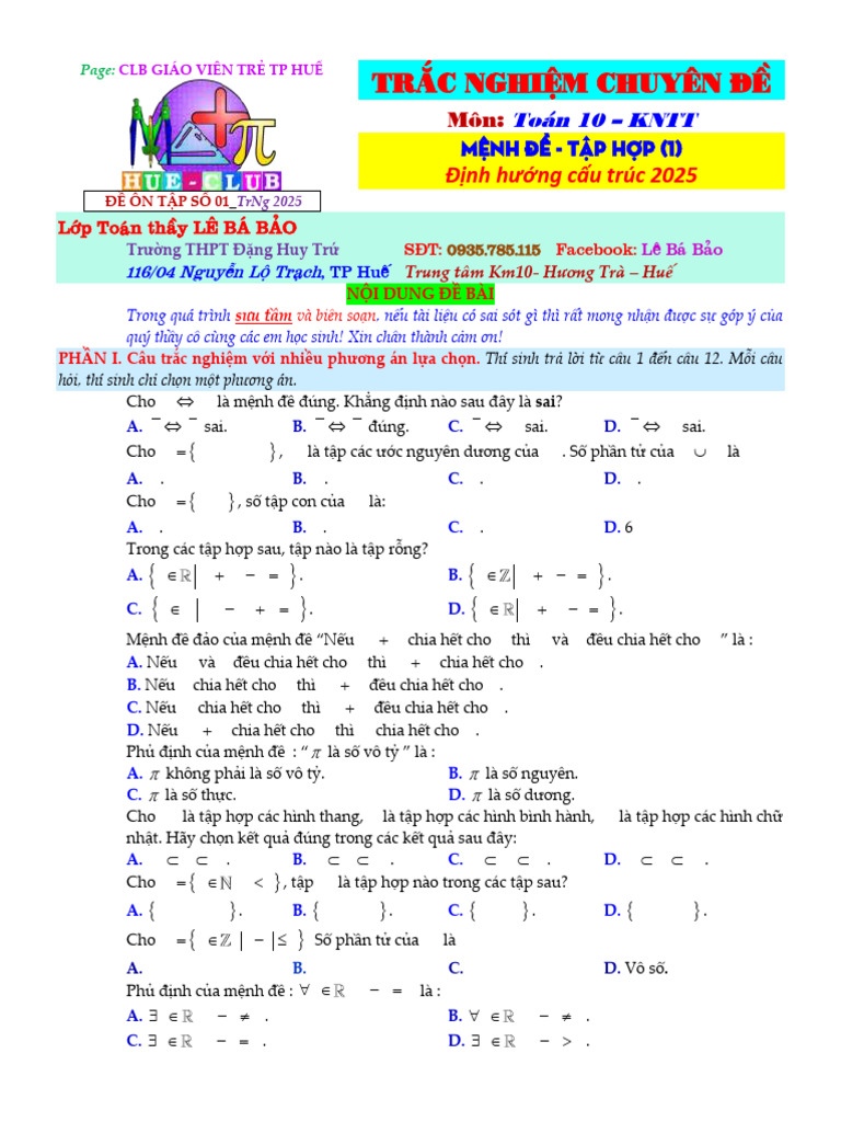De 01 Menh de Tap Hop (Ko Tap Con R) Form 2025-10a2, 1ov2 | PDF