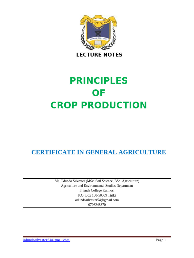 CGA Crop Prod. | PDF | Agriculture | Wellness