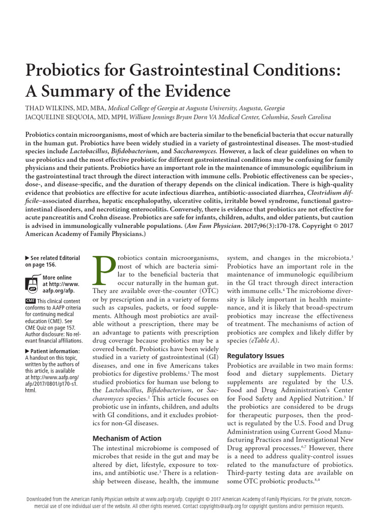 003 Probioticsfor Gastrointestinal Conditions | PDF