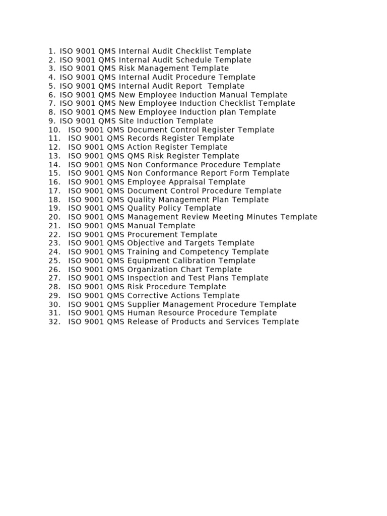 ISO 9001 QMS Internal Audit Checklist Template | PDF