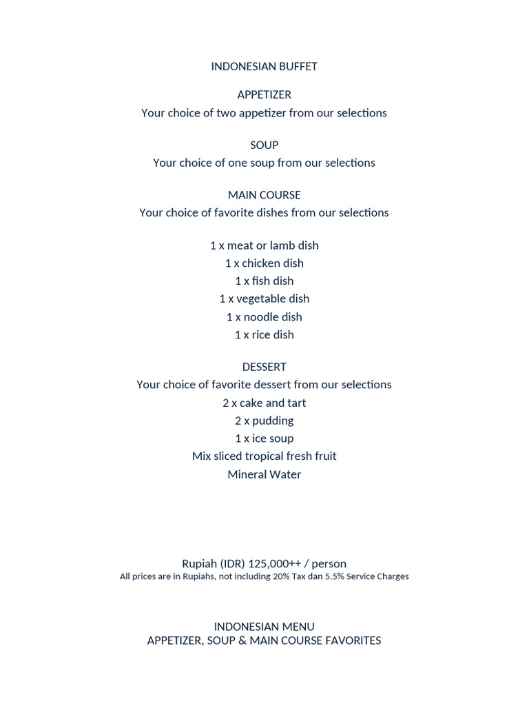 Indonesia Package Buffet | PDF