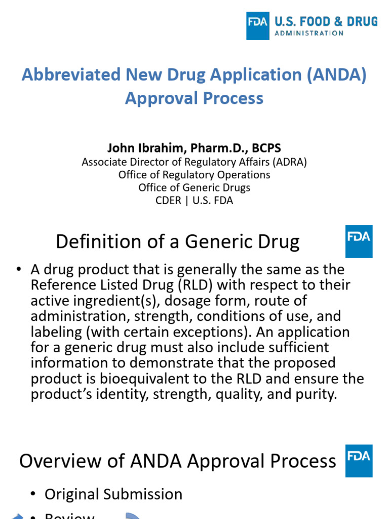 ANDA Process FDA | PDF