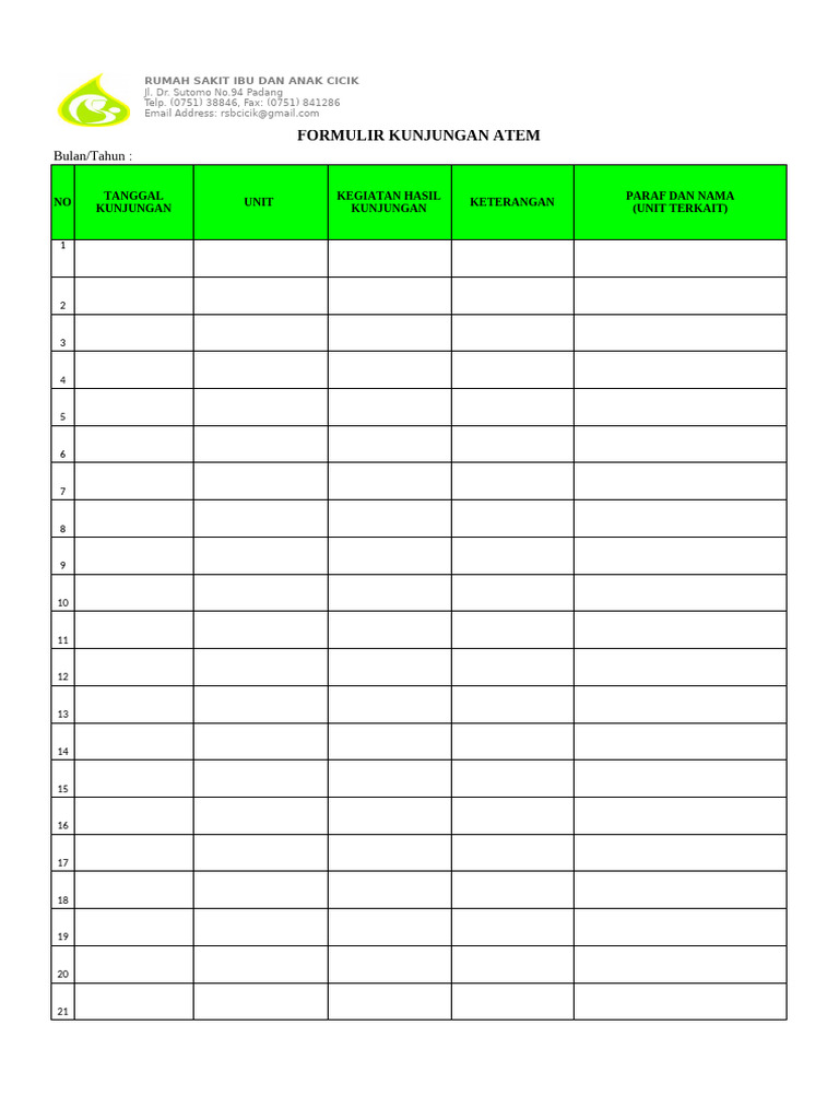 Checklist Kunjungan Atem | PDF