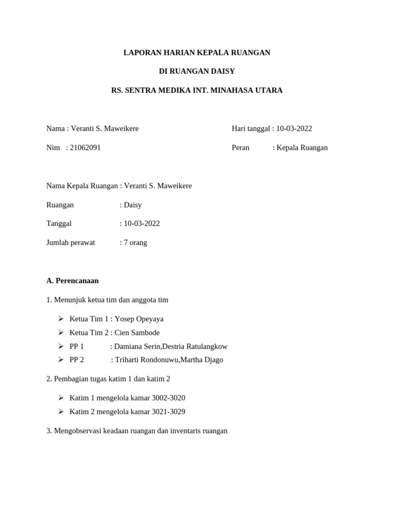 Laporan Harian Karu, Katim, PP | PDF