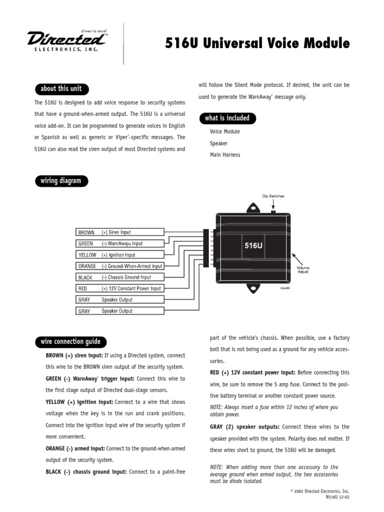 516U Universal Voice Module: About This Unit | PDF