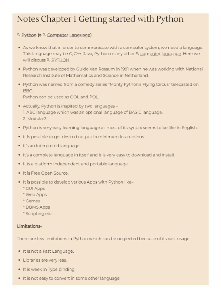 Class-11 Getting Started With Python | PDF