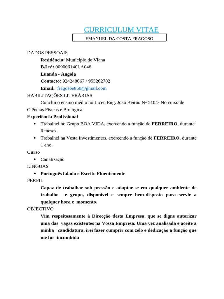 CURRICULUM VITAE Emanuel | PDF
