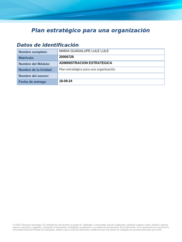 EA Formato Plan Estrategico | PDF