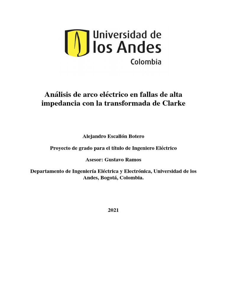 An Alisis de Arco El Ectrico en Fallas de Alta Impedancia Con La Transformada de Clarke | PDF