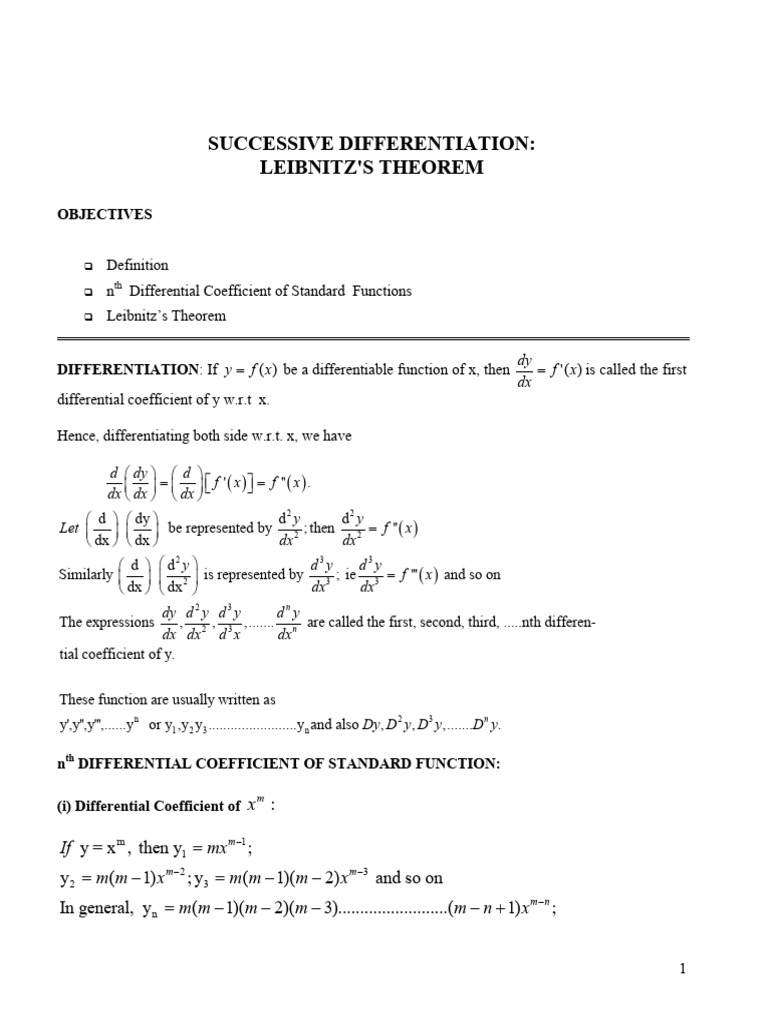 Succesive Differentiation Worksheet 5 | PDF