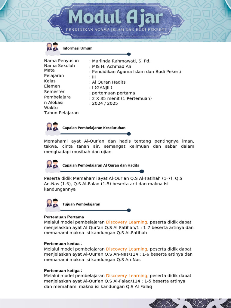 Modul Ajar Qurdis Kls 3 | PDF