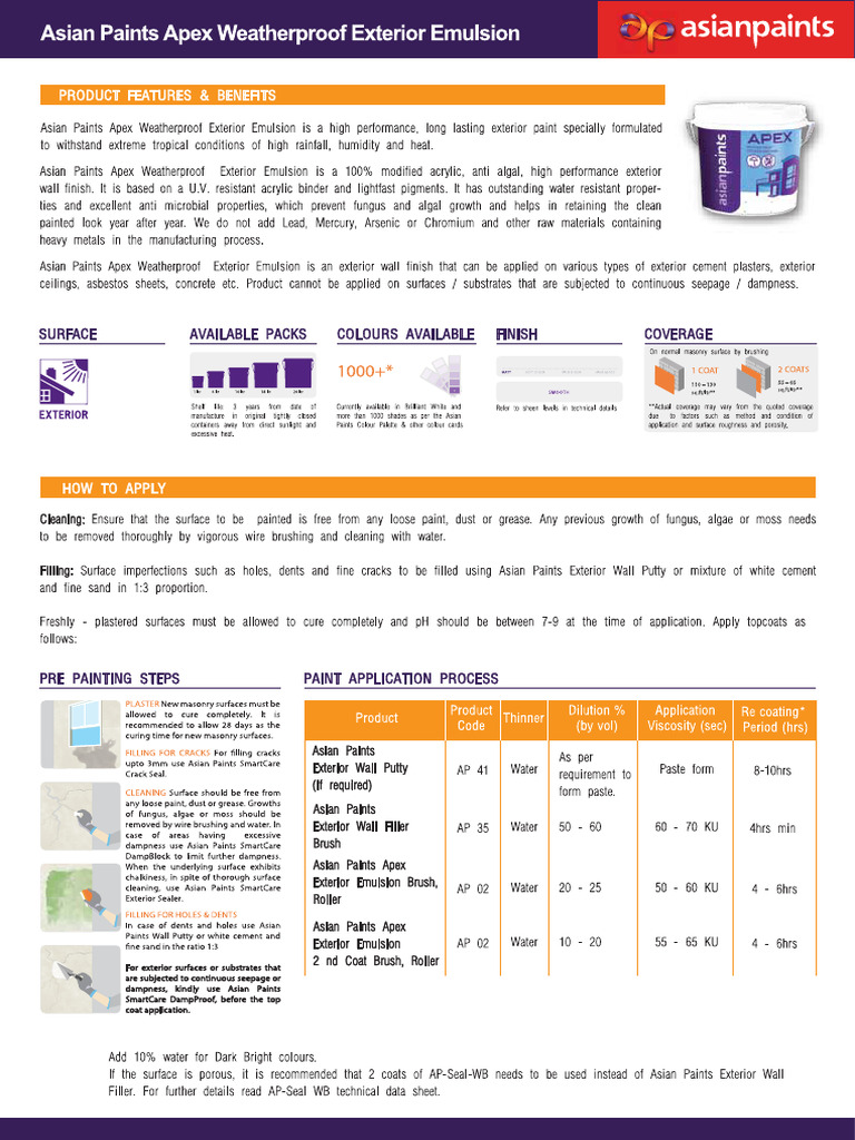 Apex WP Exterior Emulsion - PIS | PDF