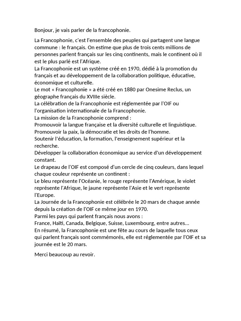 La Francophonie | PDF