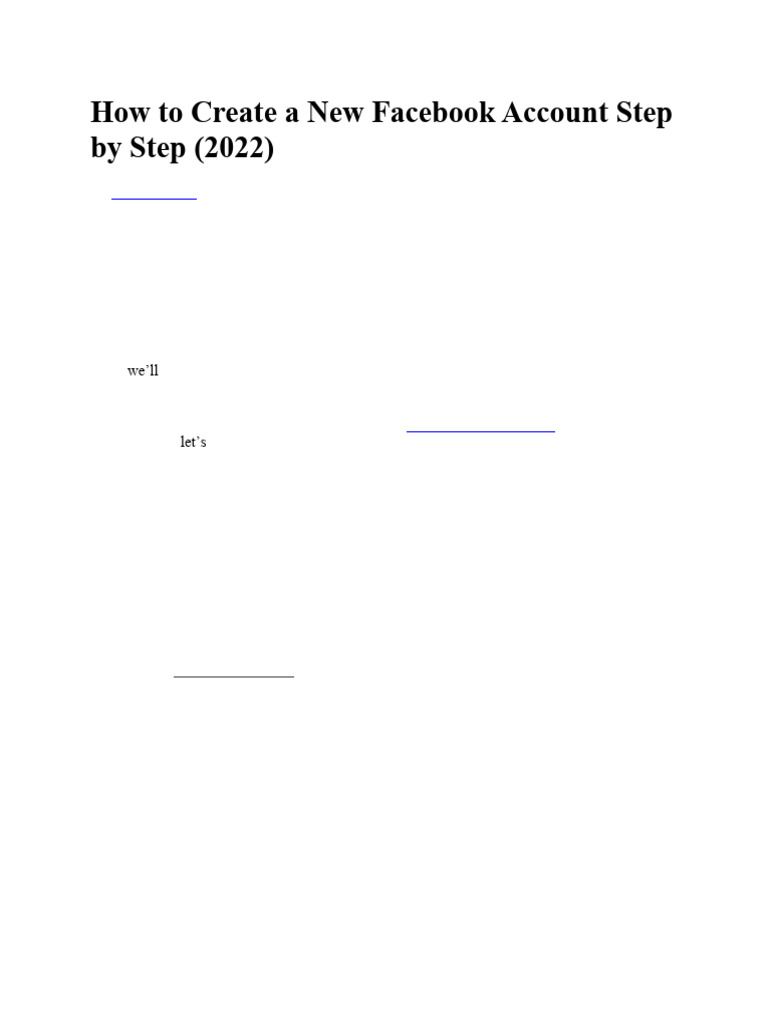 How To Create A New Facebook Account Step by Step 2022 | PDF | Facebook ...