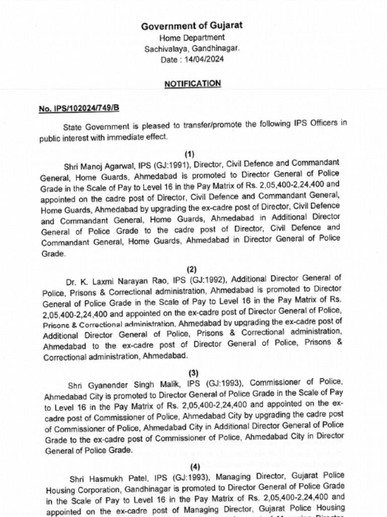 IPS Promotion-Transfer Order 14.04.2024 | PDF