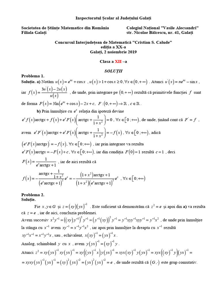 Rezolvari Calude 12 | PDF