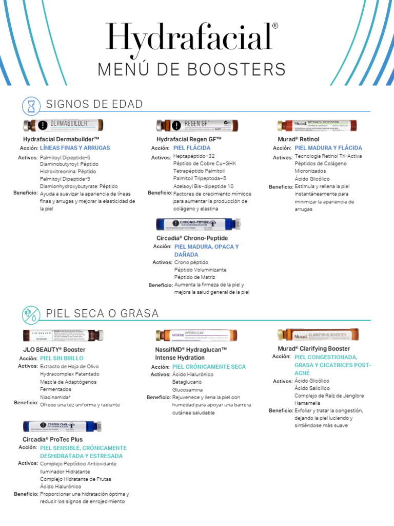 Menu Boosters Hydrafacial | PDF