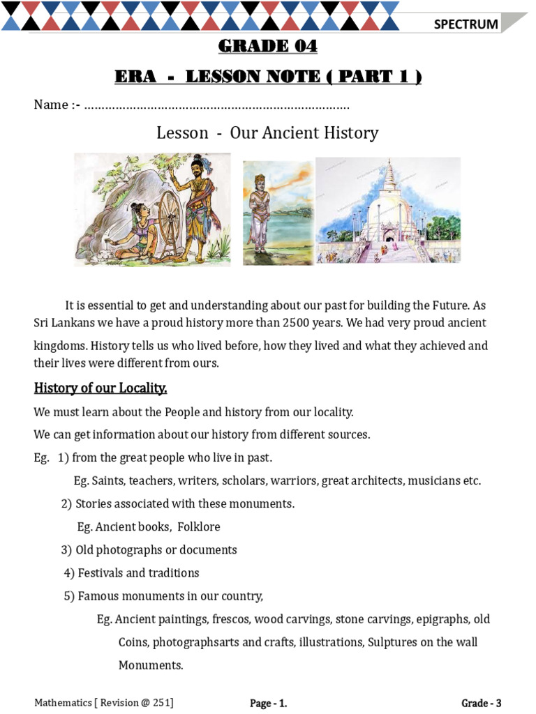 001 - Grade 4 Lesson Note Our Ancient History Part 1 | PDF