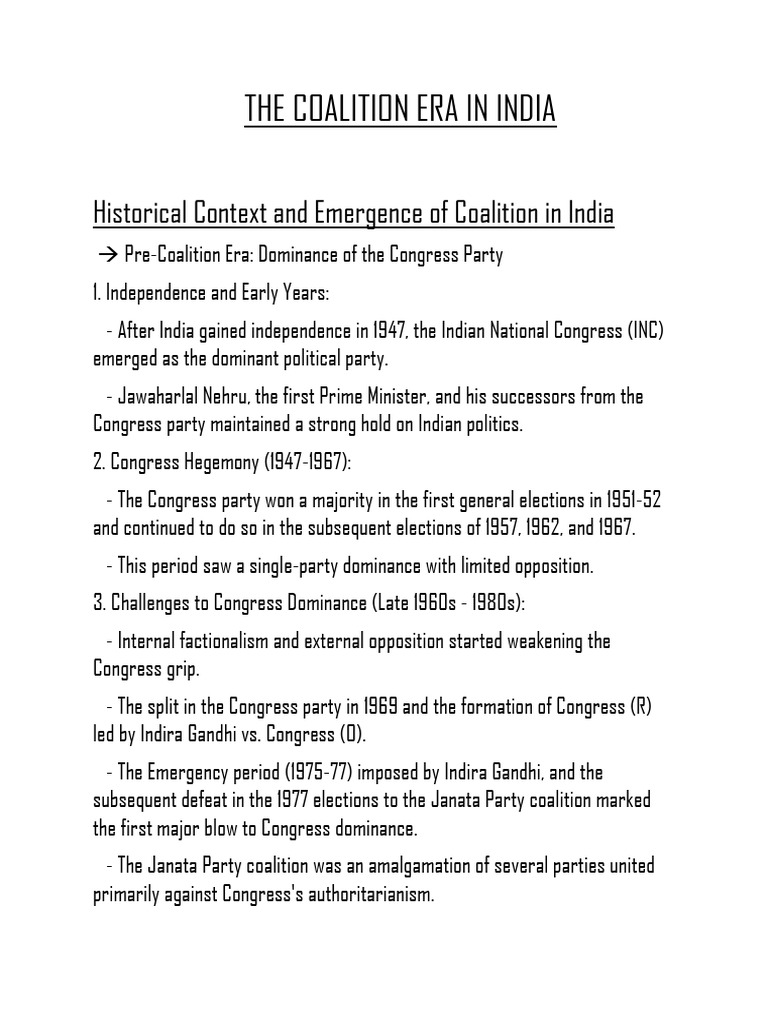 The Coalition Era in India | PDF