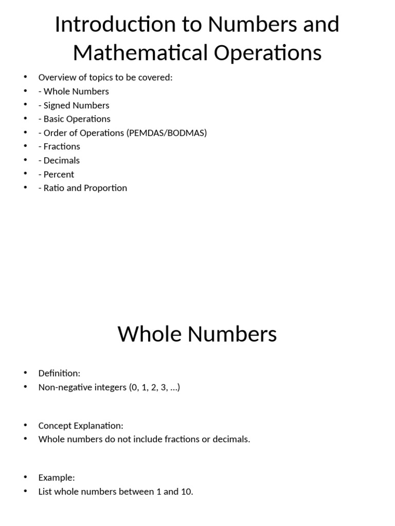 Numbers and Operations Lecture | PDF