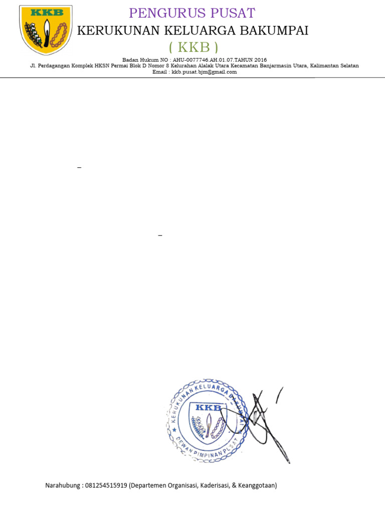 Undangan Dan Formulir Silaturahmi Akbar KKB 2024 | PDF