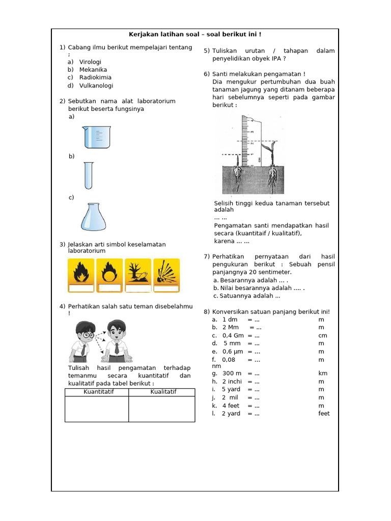 1 Latihan Soal 1 Hakikat Ilmu Sains Dan Metode Ilmiah 7 SMP | PDF
