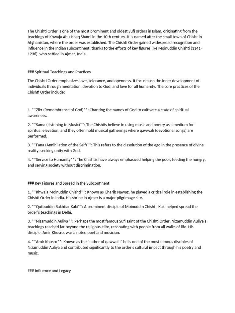 The Chishti Order | PDF