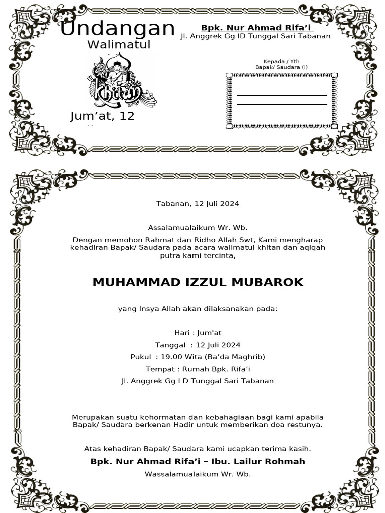 Undangan Sunat | PDF