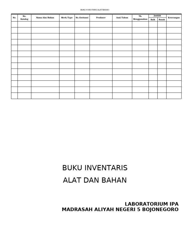 Buku Inventaris Lab Ipa Man 5 | PDF