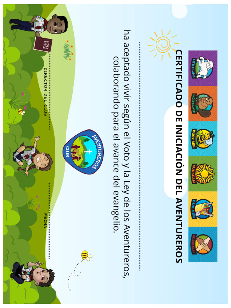 Certificado Club Aventureros | PDF